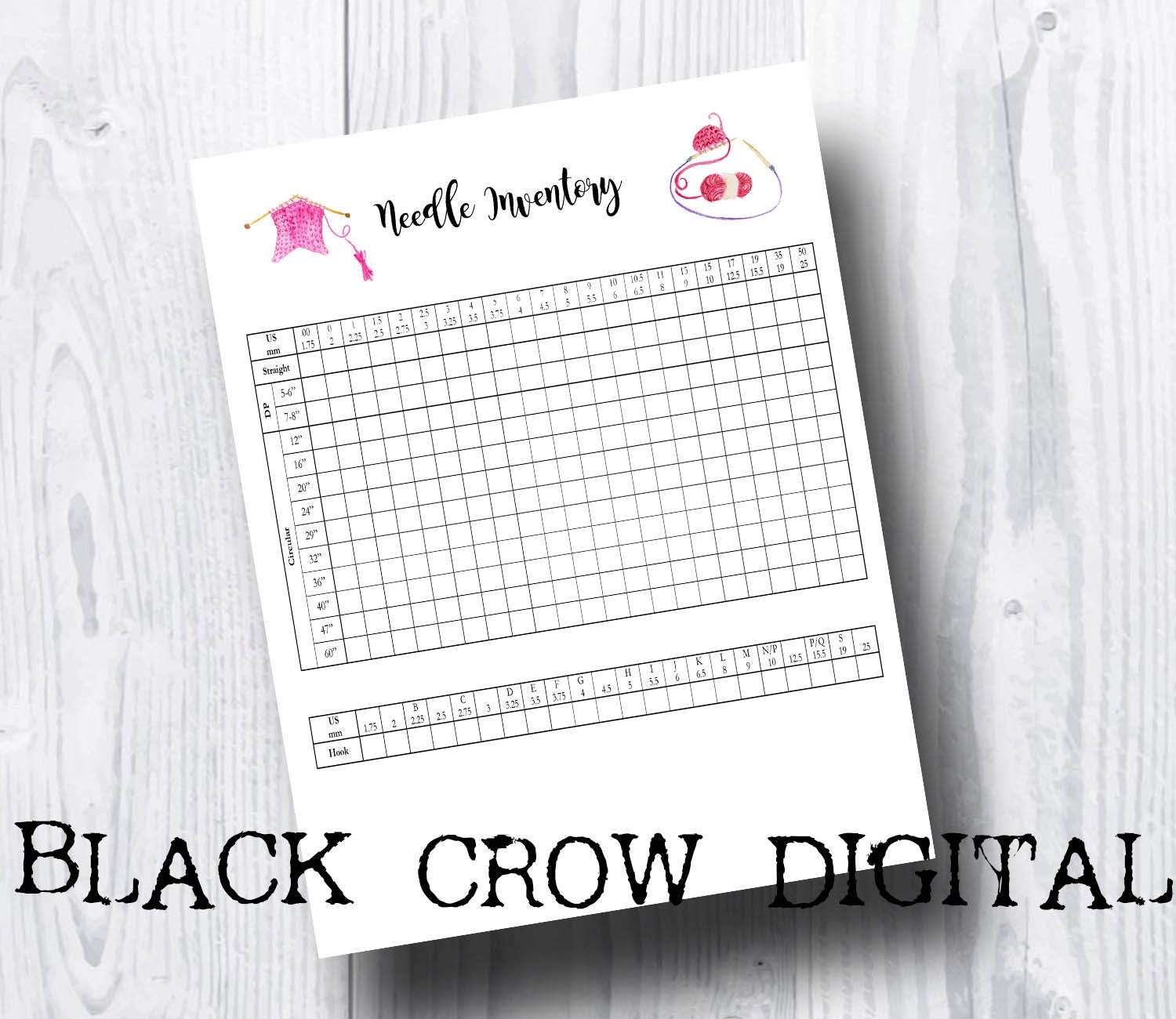 Printable Knitting Needle Inventory Record Sheet Page for - Etsy