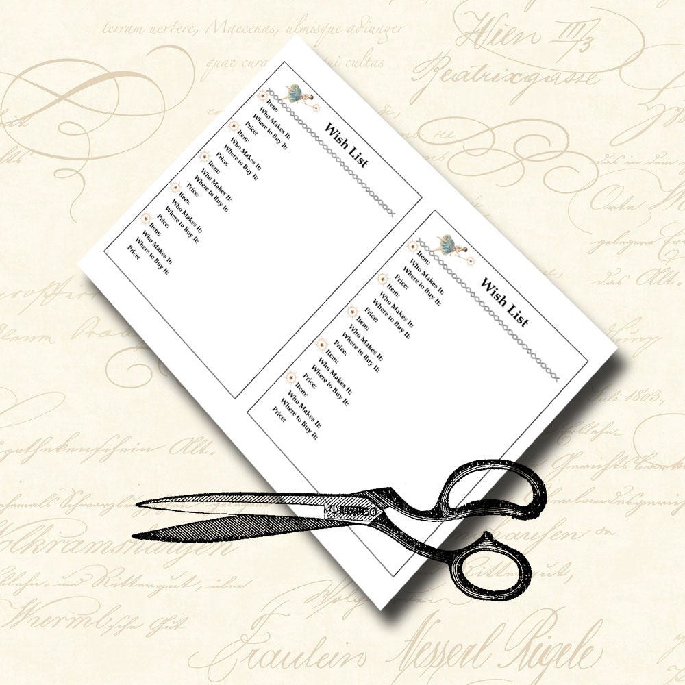 Cross Stitching Wish List; Printable; Pattern, Cross Stitch, Supplies ...