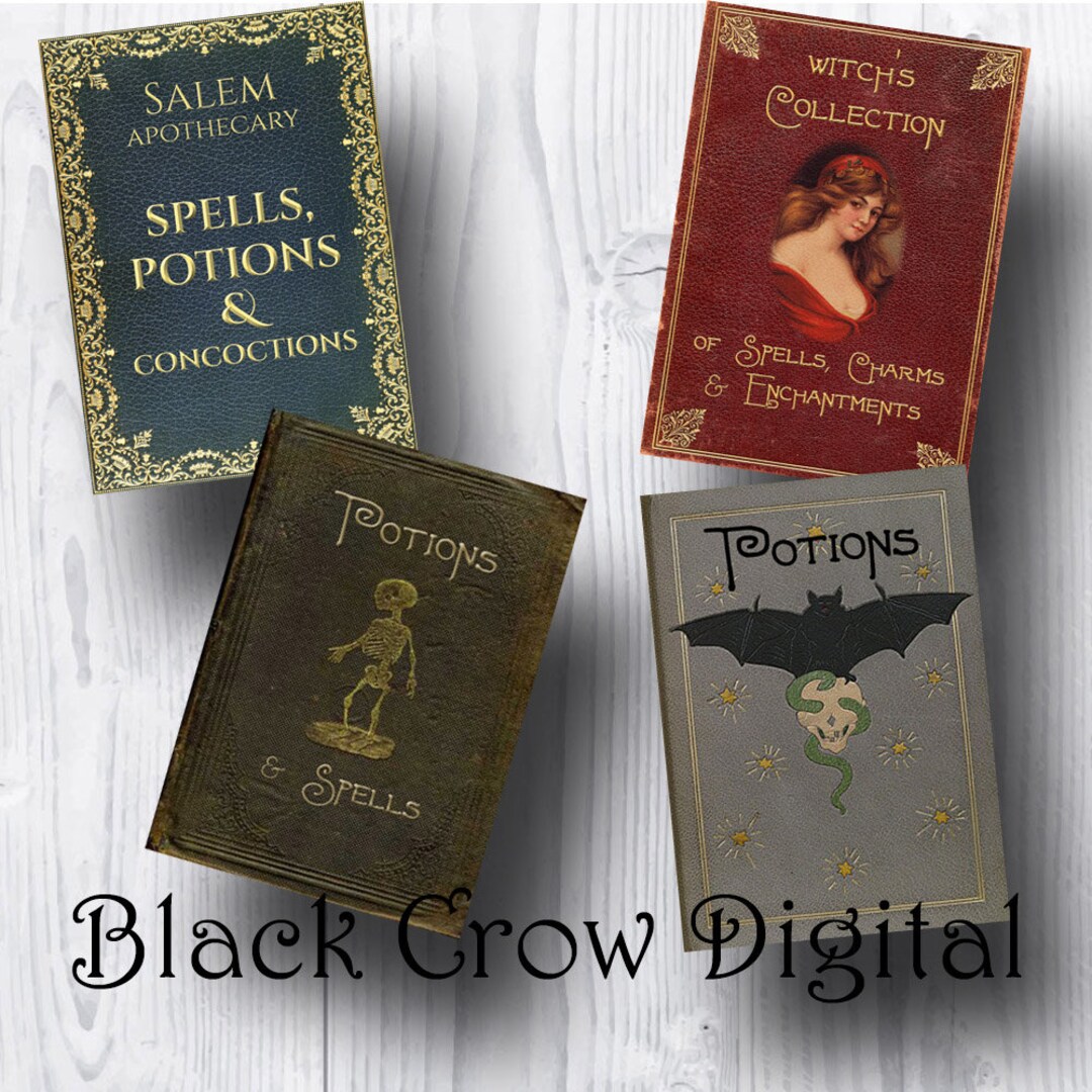 Spells & Potions Witches Book Front Covers / Halloween, Grunge, Gothic ...