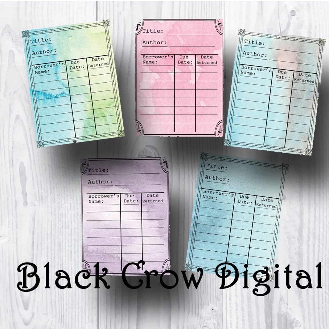 Watercolor Stained Library Cards / Watercolored Blank Library Cards / 3 ...