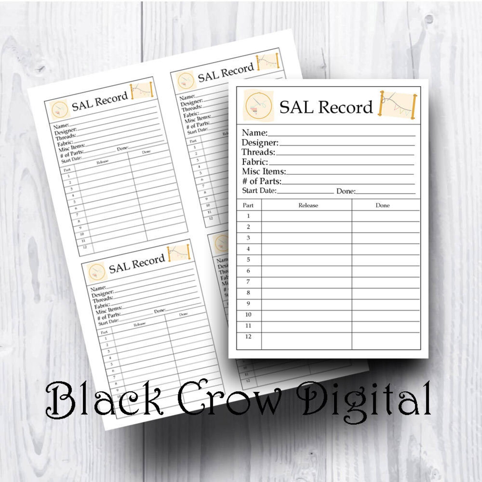 SAL Record Cards for Cross Stitching; Tracker for Stitch Along Cross ...