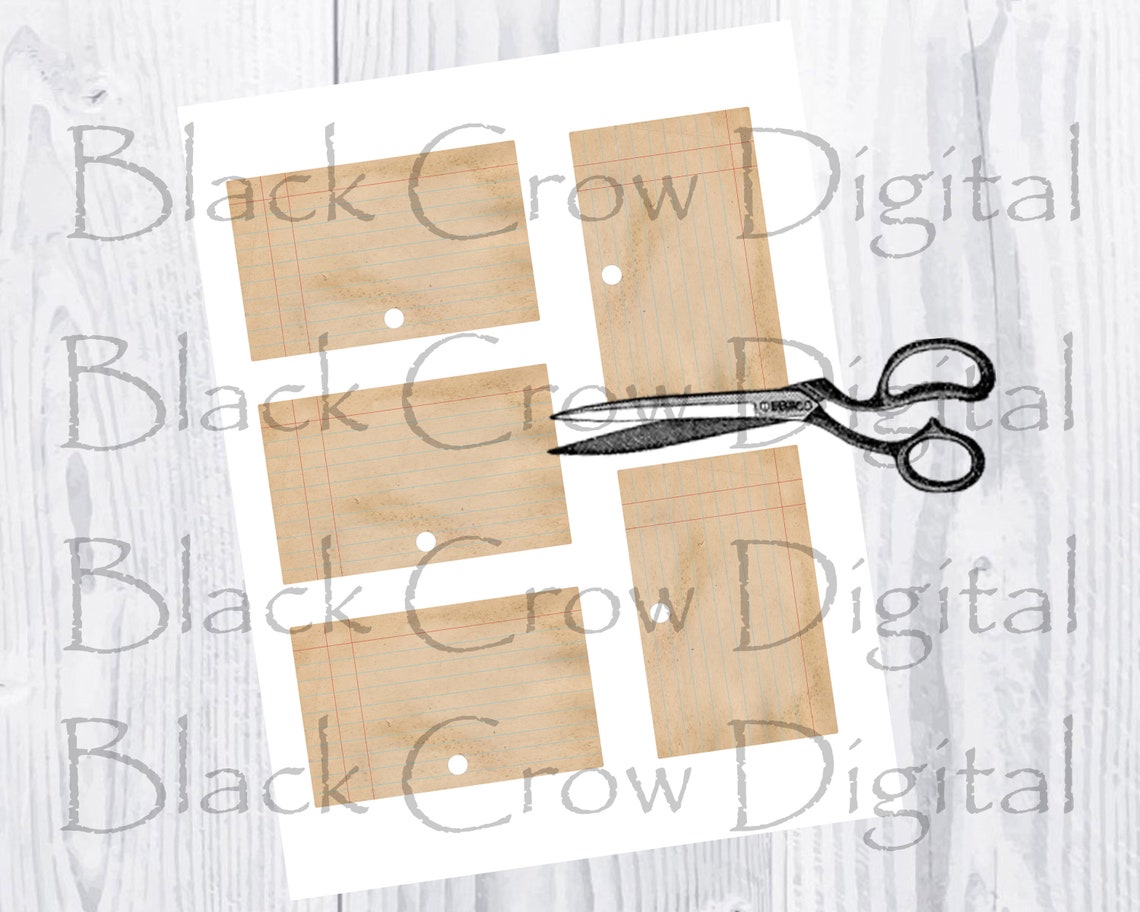 Grungy Library Card Catalog Cards; Blank Library Cards; Blank Journal ...