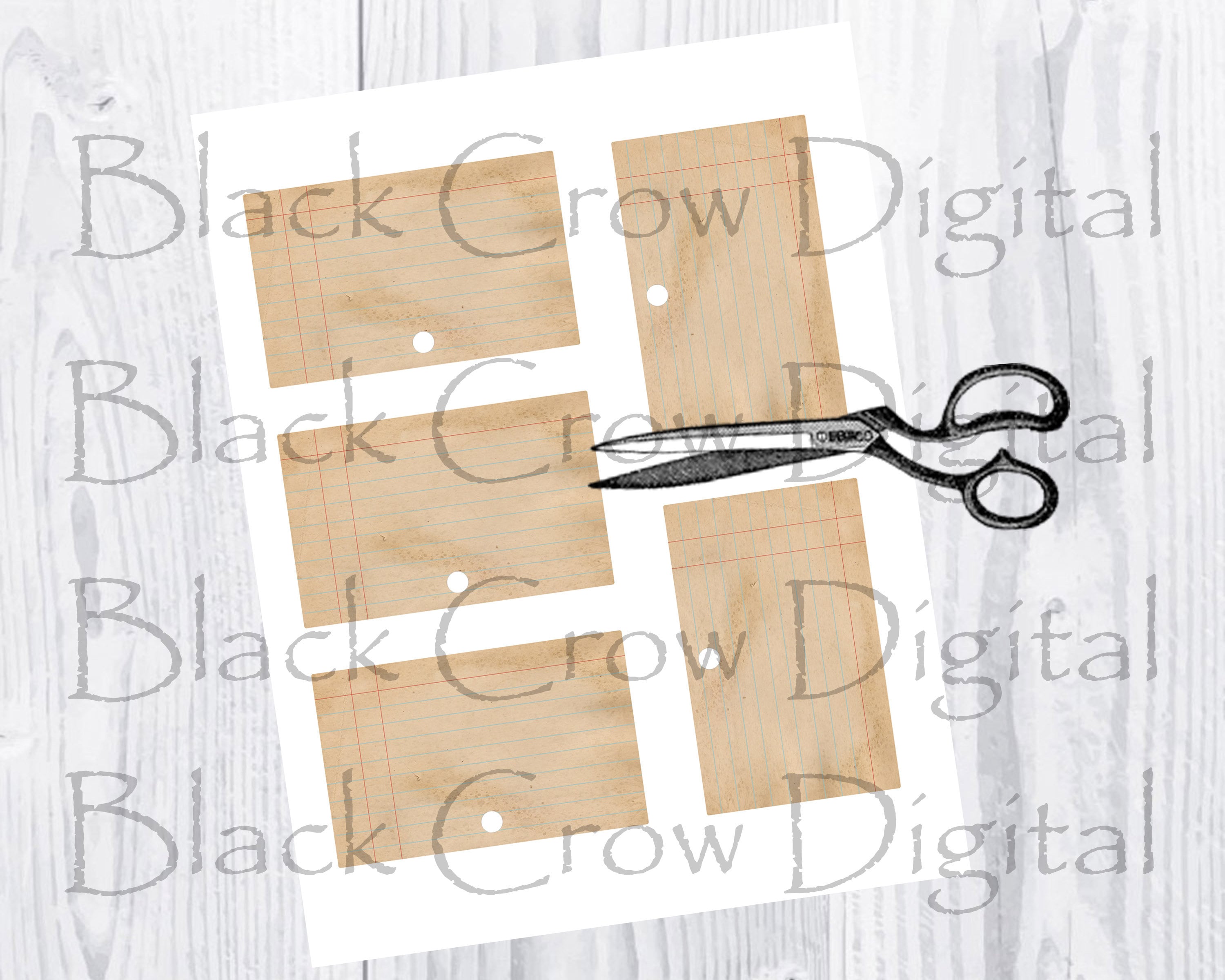 Grungy Library Card Catalog Cards; Blank Library Cards; Blank Journal ...