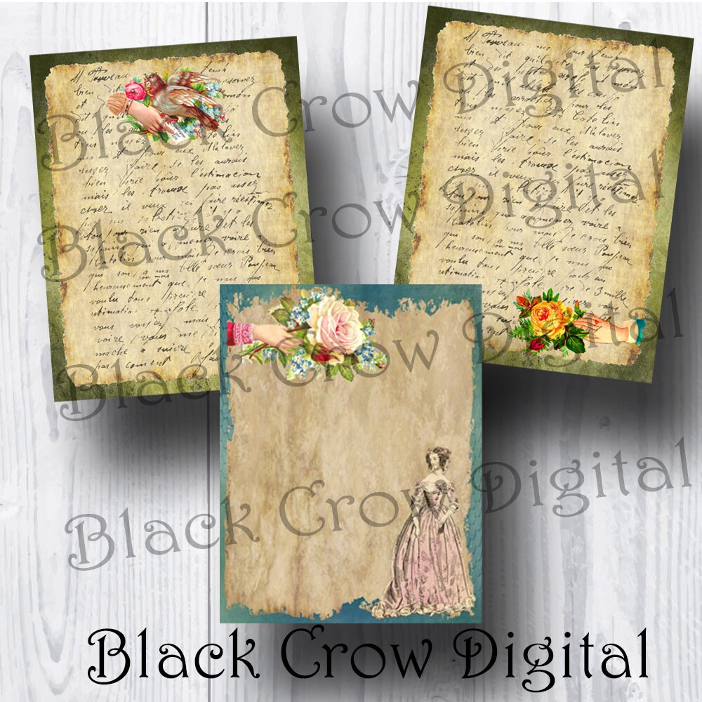 Grungy Victorian Papers Vintage Shabby Flowers Ladies - Etsy