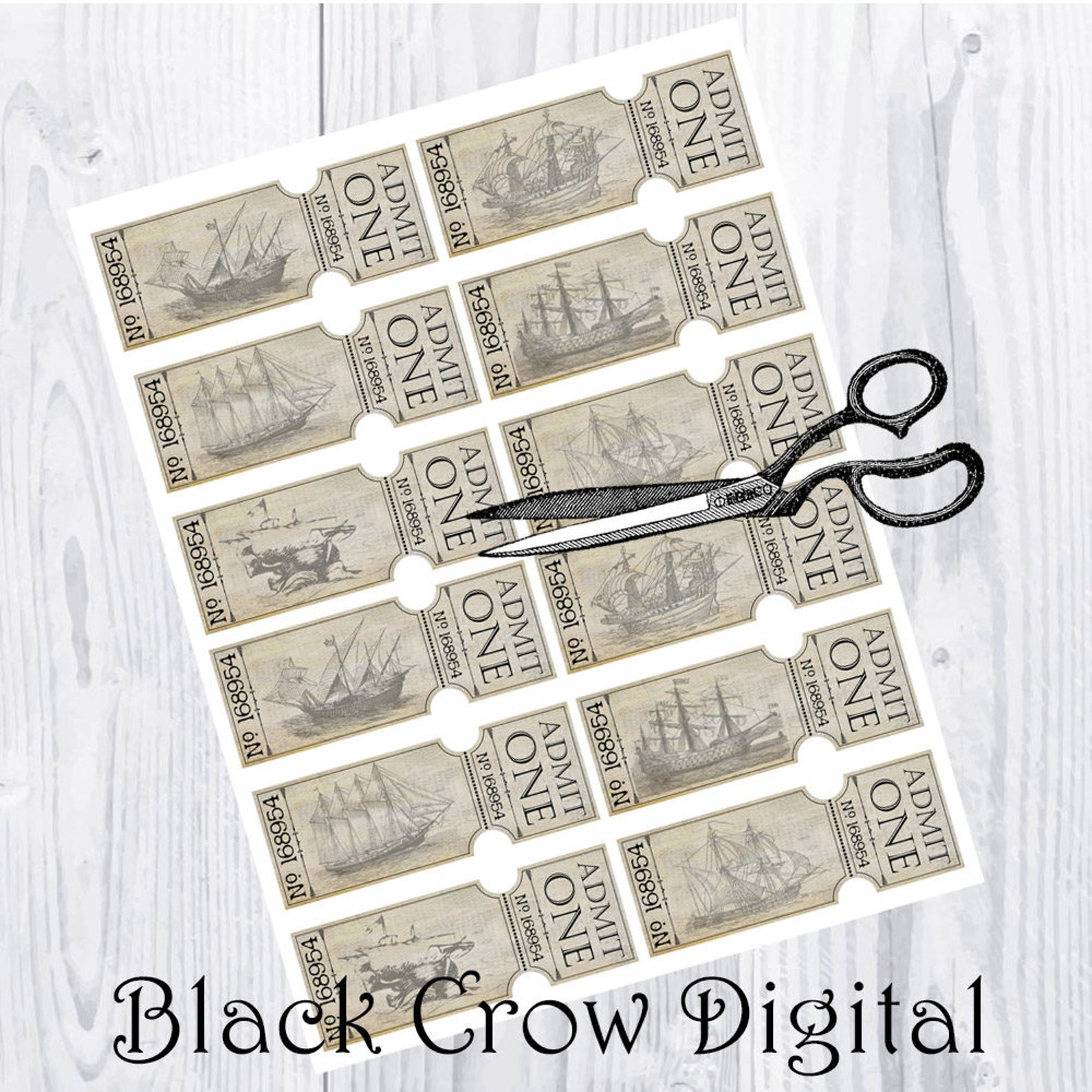 Vintage Clipper Ship Nautical Tickets; Sailing Ships; Ocean Sail Boats ...