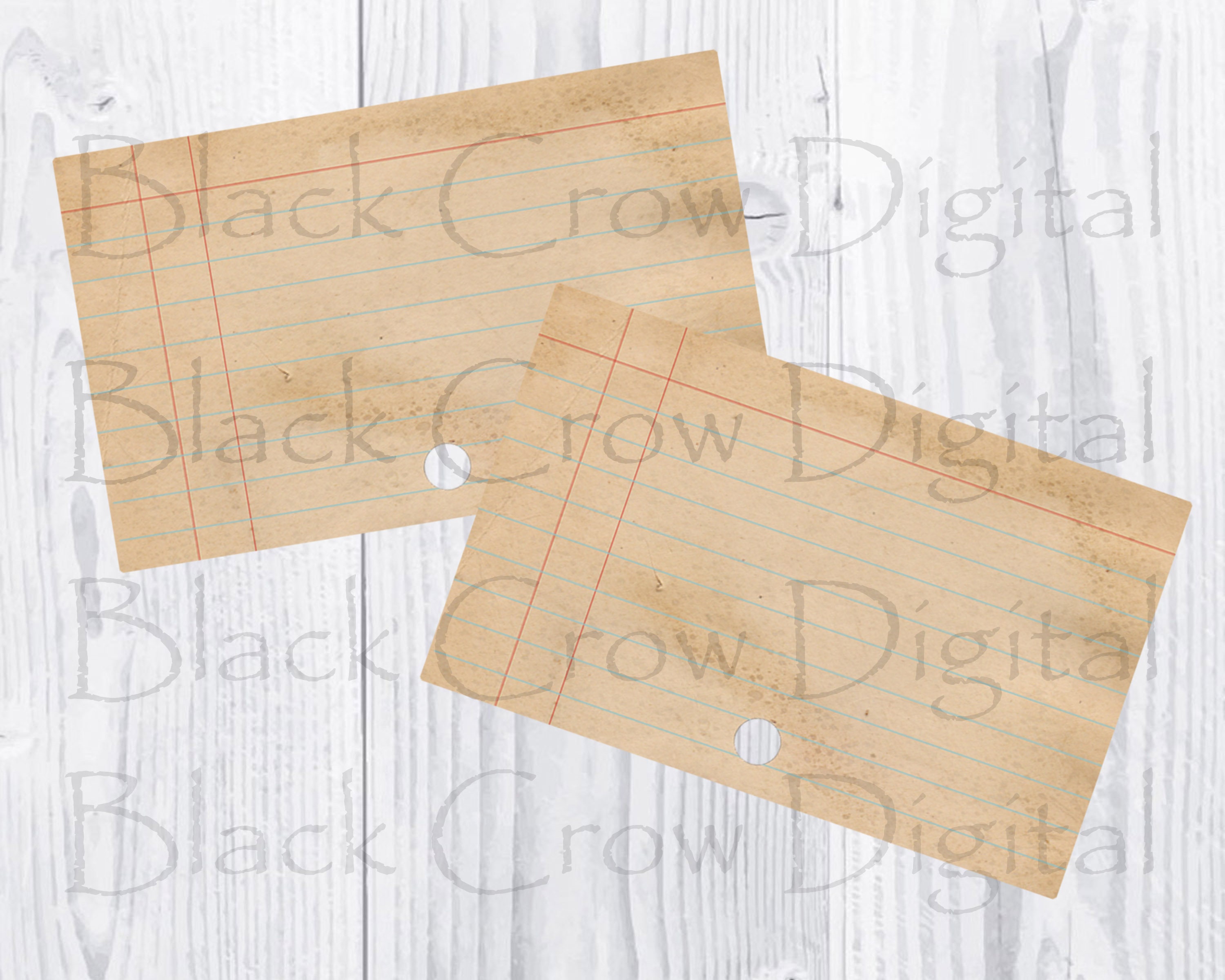 Grungy Library Card Catalog Cards; Blank Library Cards; Blank Journal ...