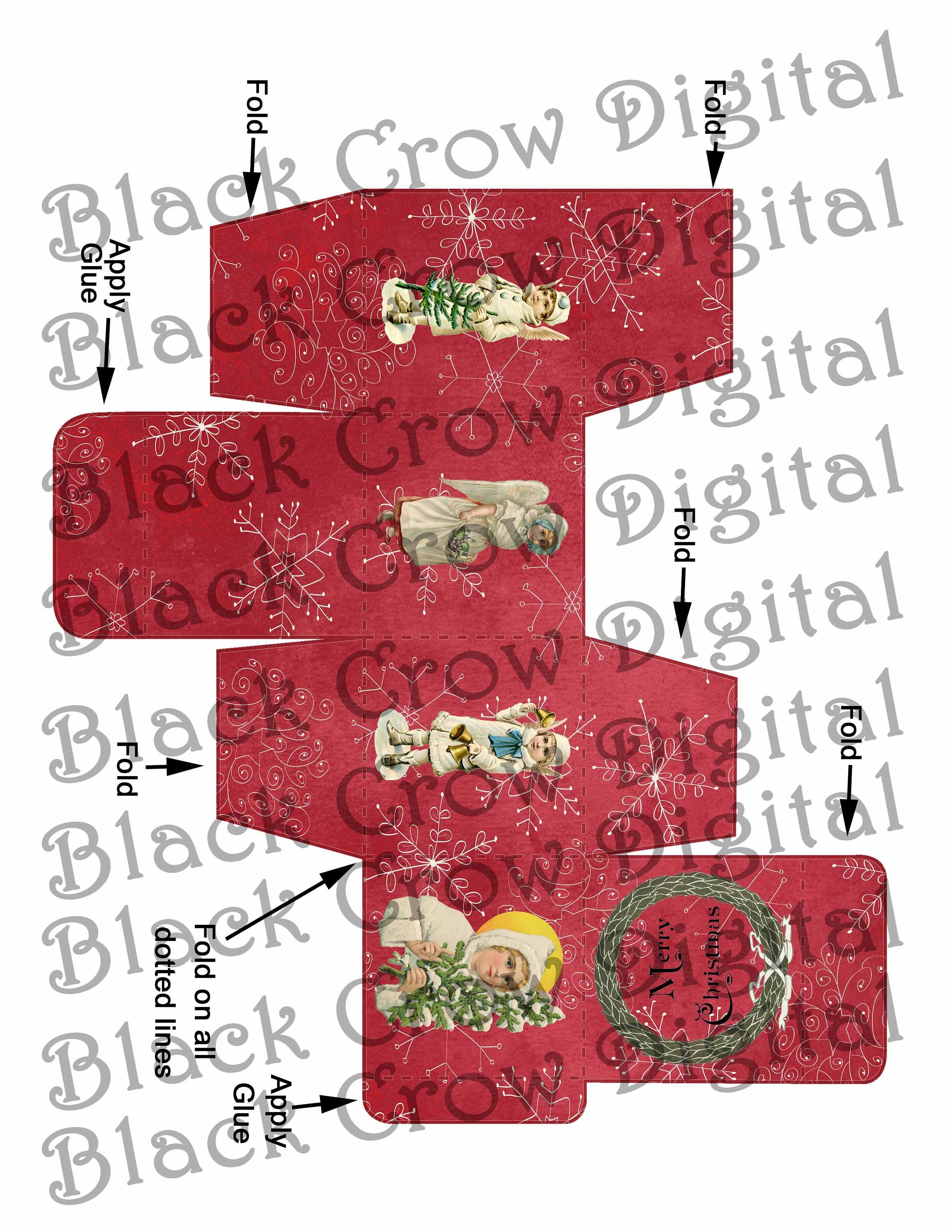 Printable Christmas Gift Box; Vintage Images of Victorian Children ...