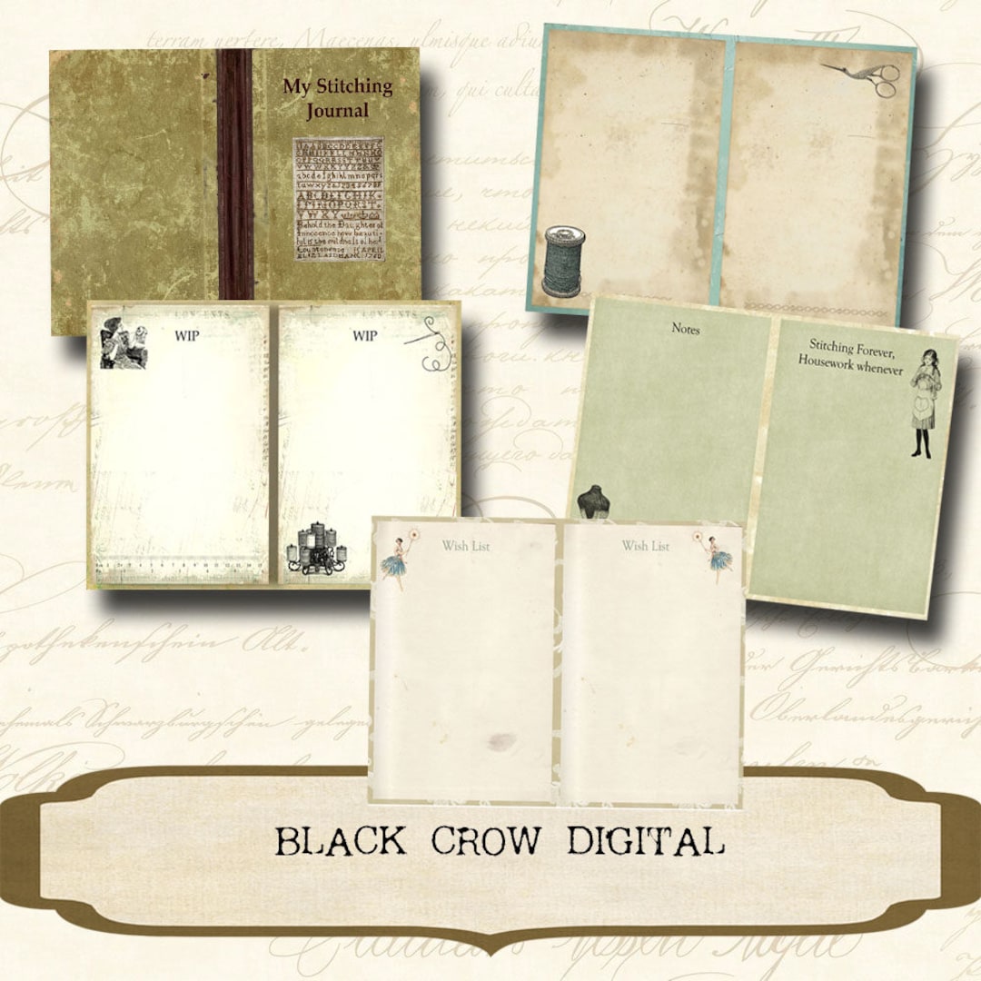 Grungy, Primitive Stitching Journal Pages, Embroidery - Cross Stitch ...