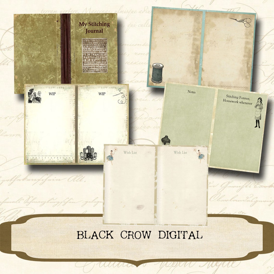 Grungy, Primitive Stitching Journal Pages, Embroidery Cross Stitch ...