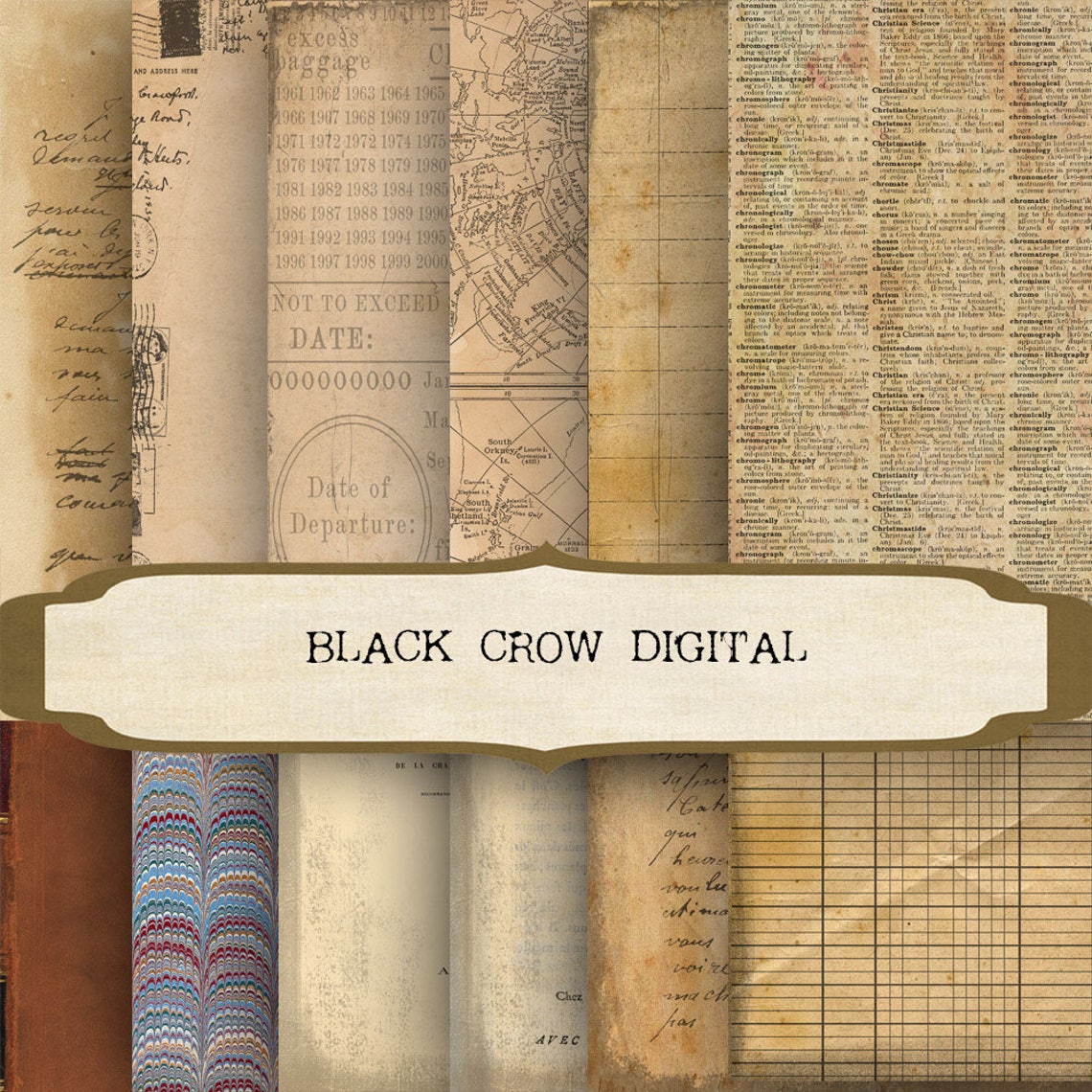 Printable Book Cover & Pages Vintage, Antique Papers, DIY Scrapbooking ...