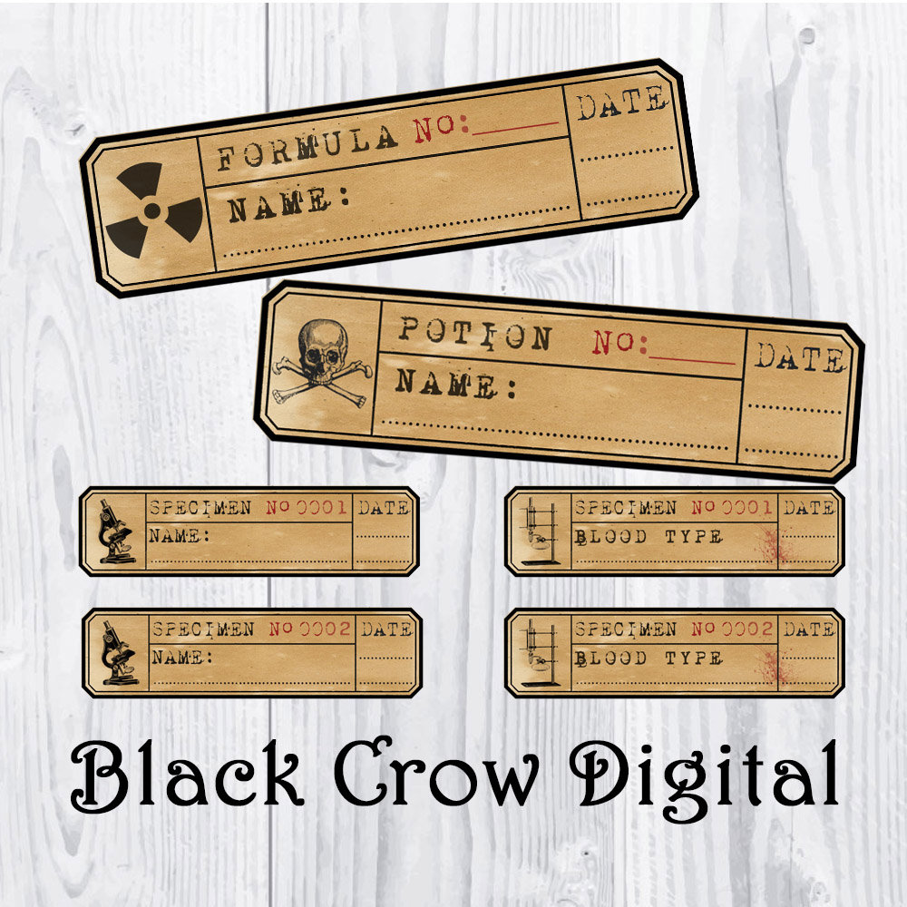 Test Tube Labels / Steampunk Scientific Laboratory Labels / Halloween ...