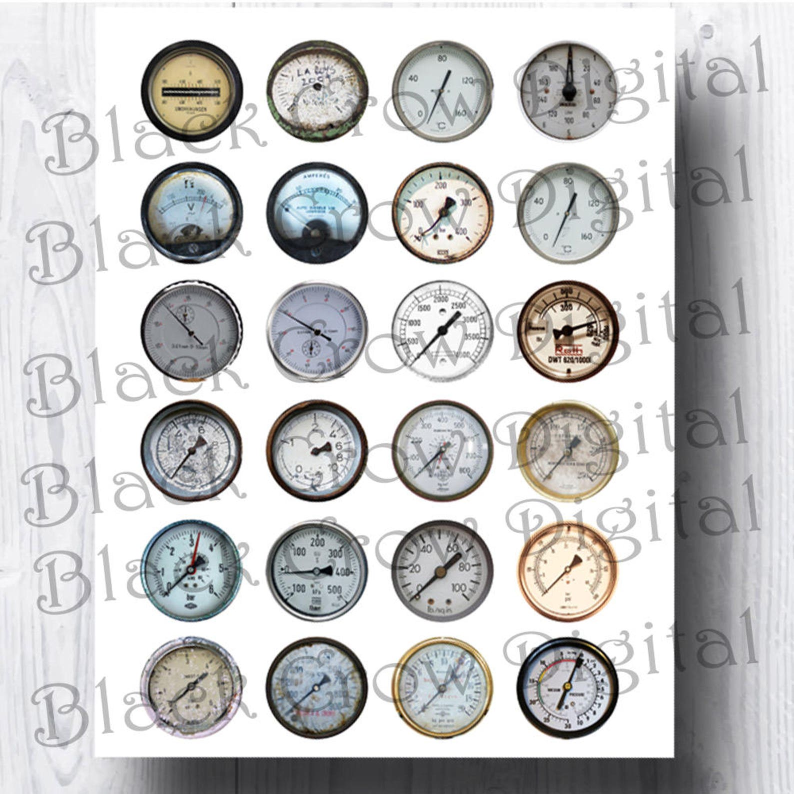 Digital Collage Sheet 1.5" Circles; Steampunk, Gauges; Images for ...