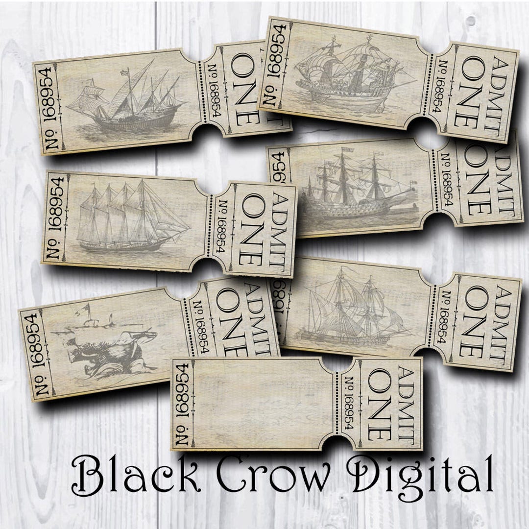 Vintage Clipper Ship Nautical Tickets; Sailing Ships; Ocean Sail Boats ...