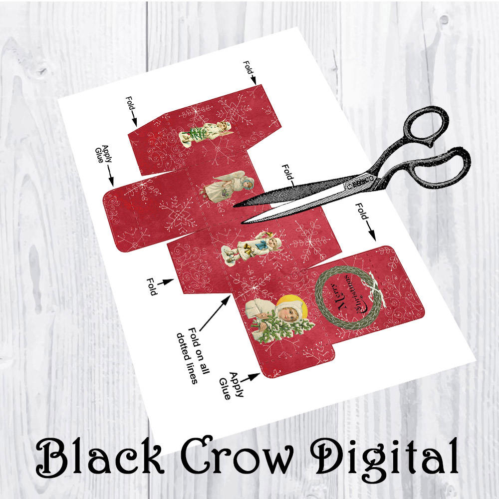 Printable Christmas Gift Box; Vintage Images of Victorian Children ...