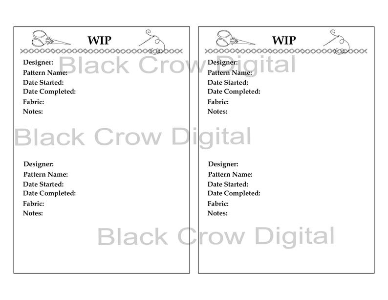 Cross Stitch WIP - Work in Progress Journal Pages- WIP for Cross ...
