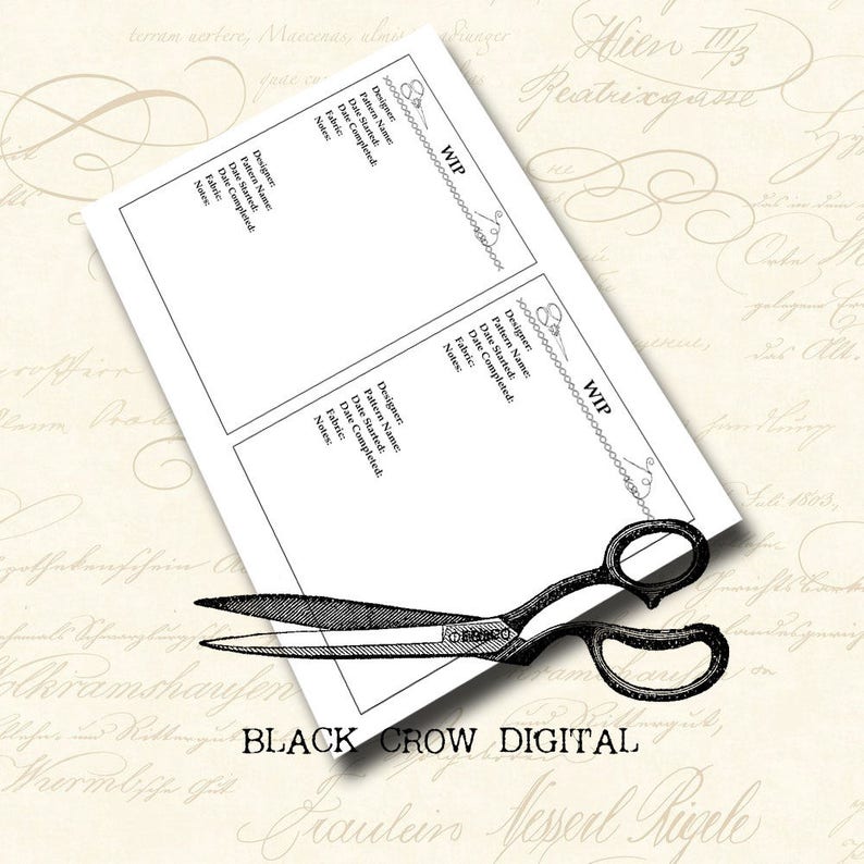 Cross Stitch WIP - Work in Progress Journal Pages- WIP for Cross ...