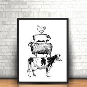 Stacking Farm Animals / Cow, Sheep, Pig, Chicken Stack / Primitive ...