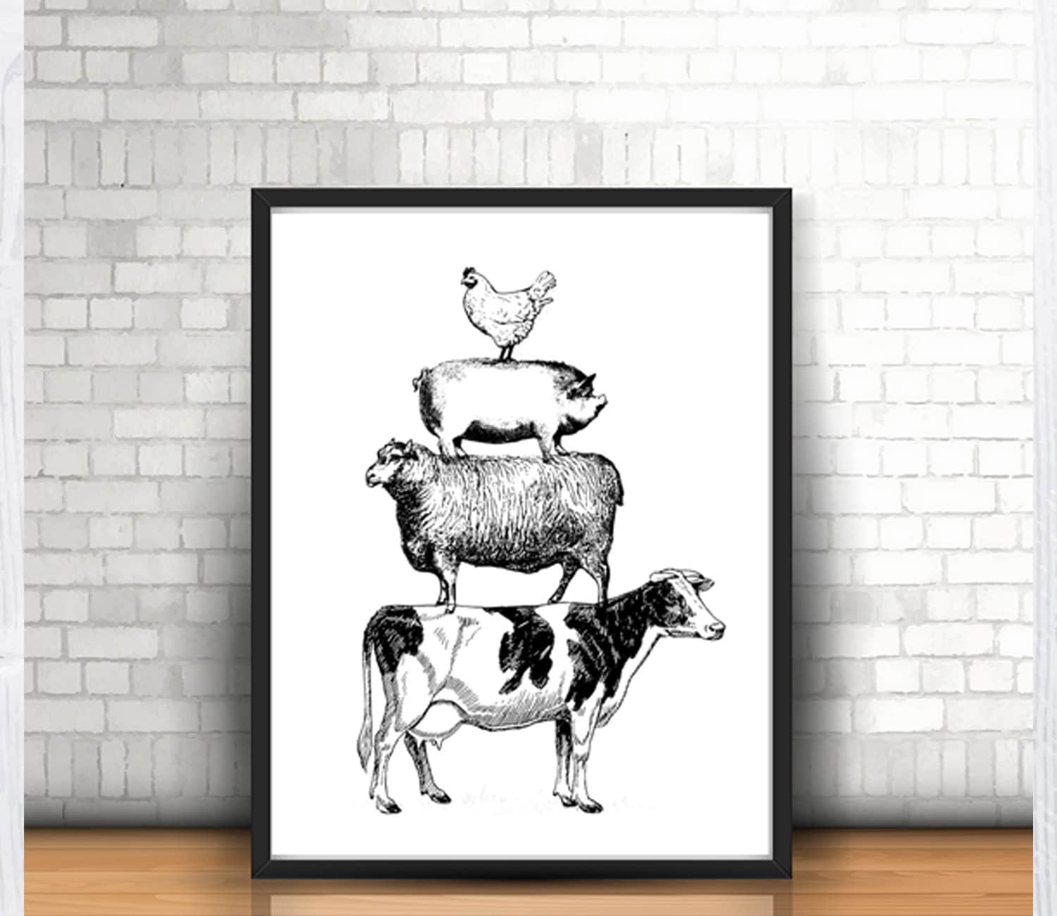 Stacking Farm Animals / Cow, Sheep, Pig, Chicken Stack / Primitive ...