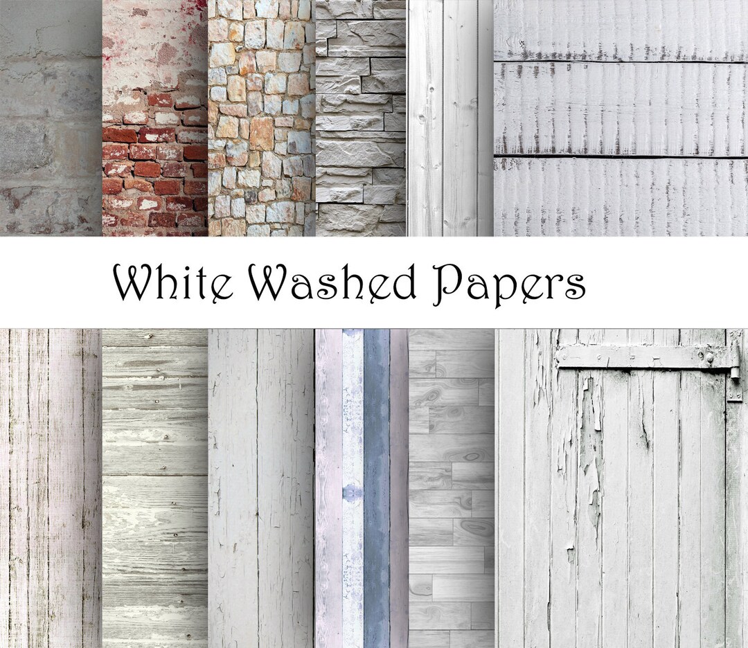 White Washed Wood and Bricks Papers, Chipping Paint; Backgrounds ...