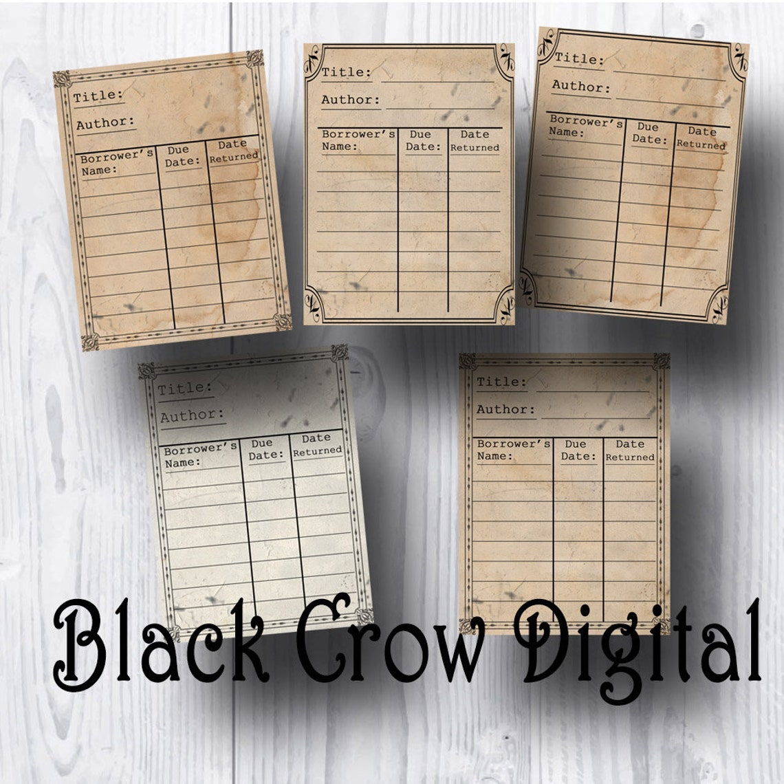 Grungy Library Cards / Blank Library Cards / 3" by 4" / Primitive ...