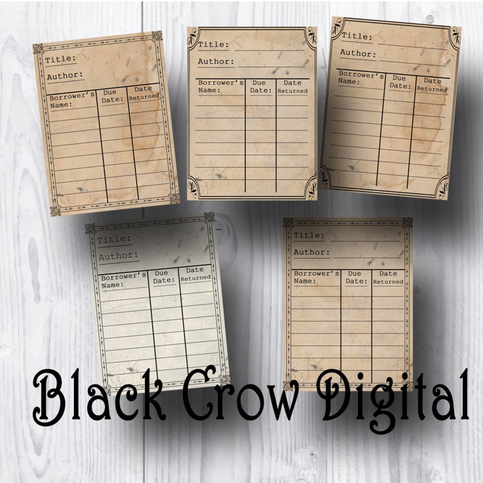 Grungy Library Cards / Blank Library Cards / 3" by 4" / Primitive ...