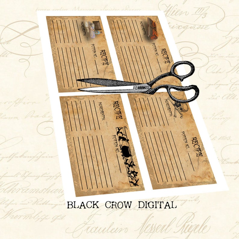 Apothecary Potion Recipe Cards, Witches Potion Spells Recipe Cards ...