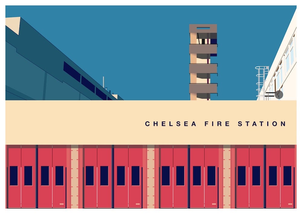 Chelsea Fire Station Graphic Design Giclée Print - Etsy