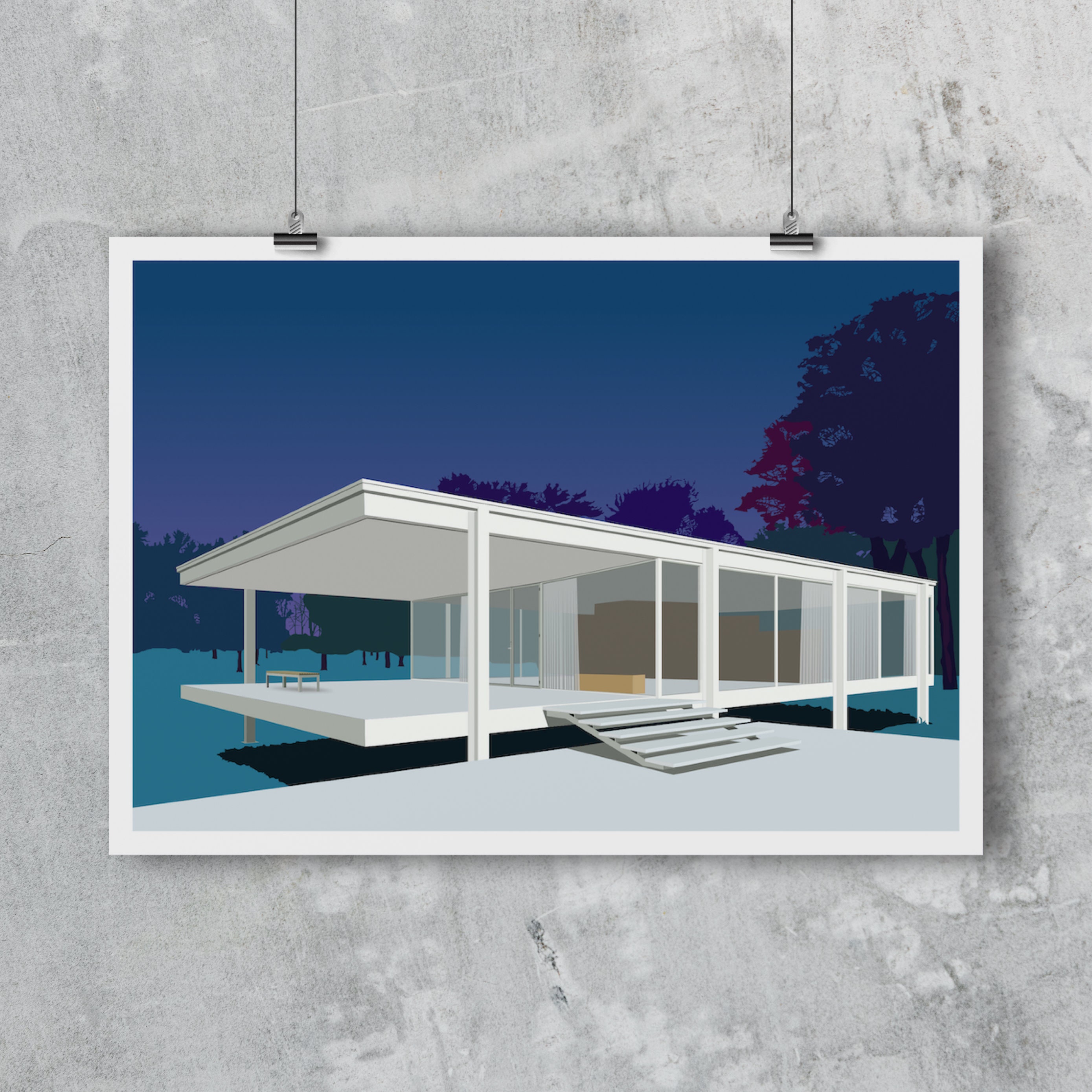 Farnsworth House II Graphic Design Giclée Print - Etsy