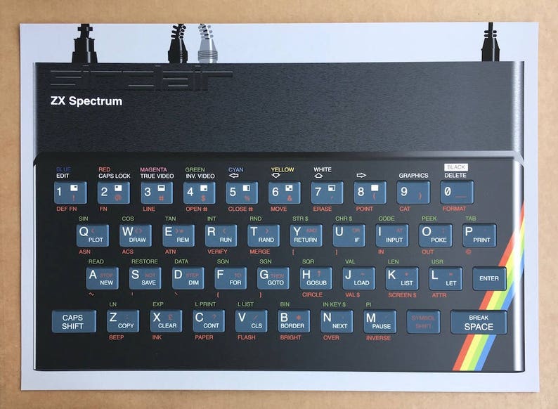 Sinclair ZX Spectrum 48K graphic design giclée print | Etsy