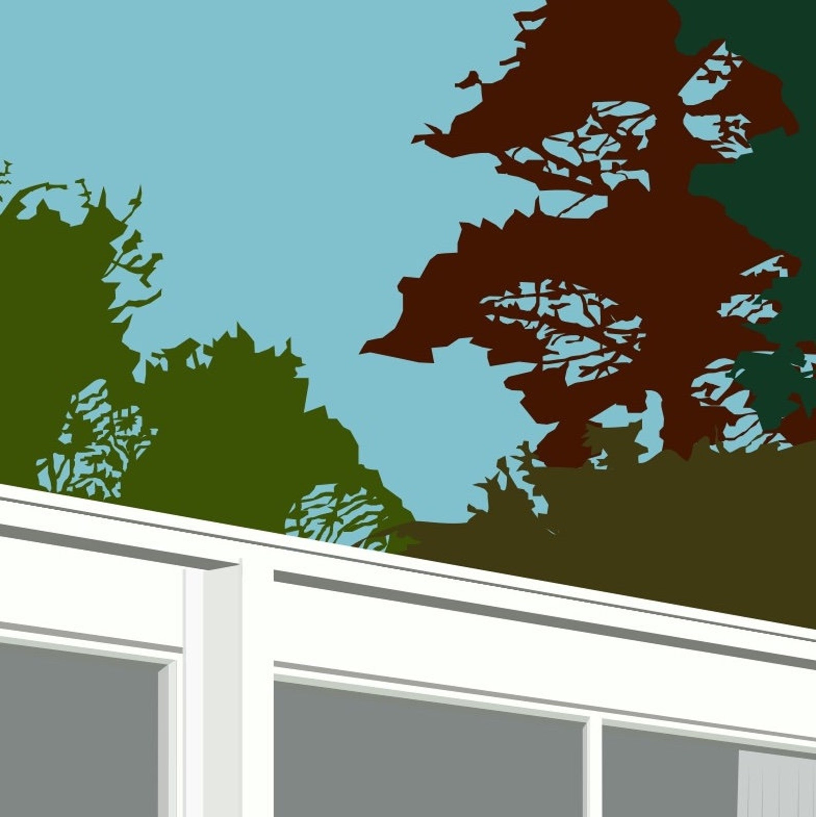 Farnsworth House Graphic Design Giclée Print - Etsy