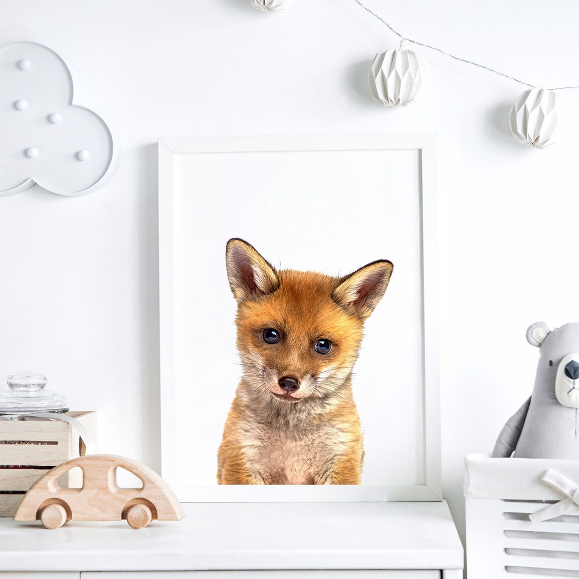 Fox Print Baby Fox Print Nursery Wall Art Baby Room Wall - Etsy