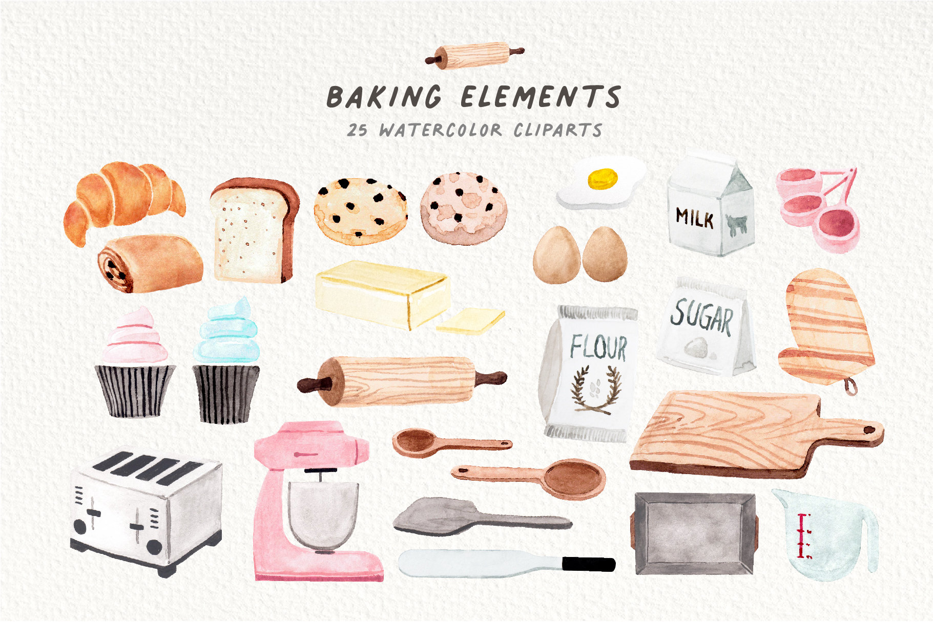 Bakery Baking Watercolor Cliparts PNG Clip Art Kitchen Clip - Etsy