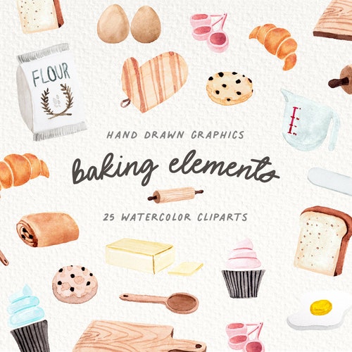 Bakery Baking Watercolor Cliparts PNG Clip Art Kitchen Clip - Etsy