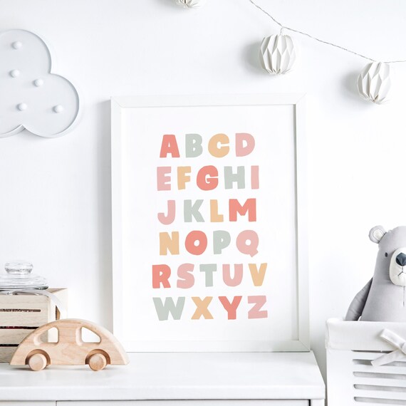 Alphabet Poster Nursery Wall Decor Kids Room Decor Costal | Etsy