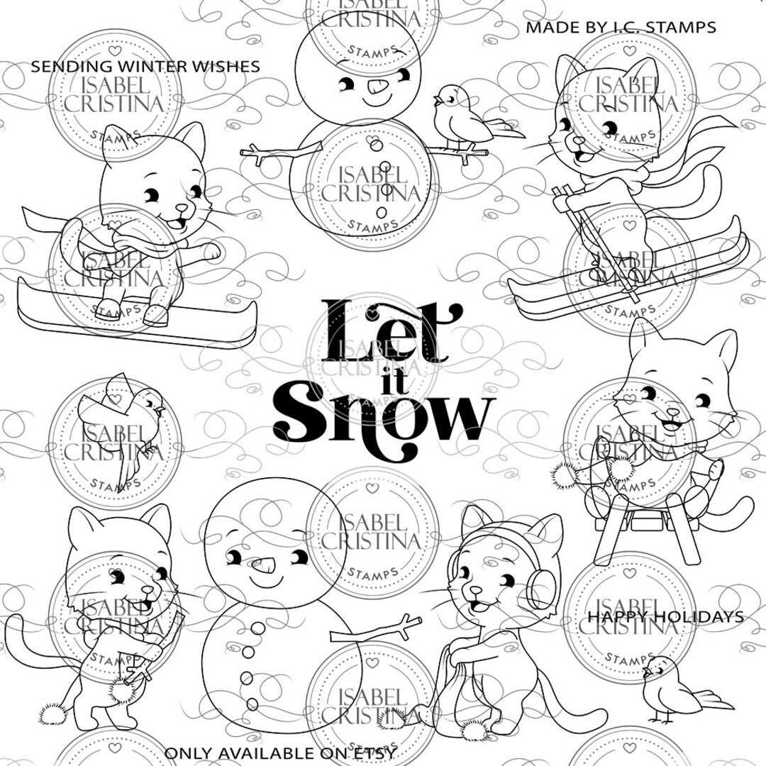 Snowy Cats Isabelcristinastamps - Etsy