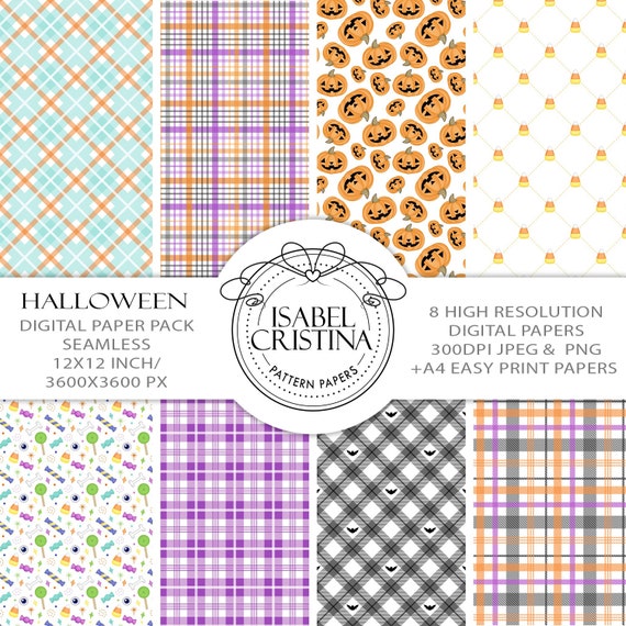 Halloween Pattern Paper Isabelcristinastamps - Etsy