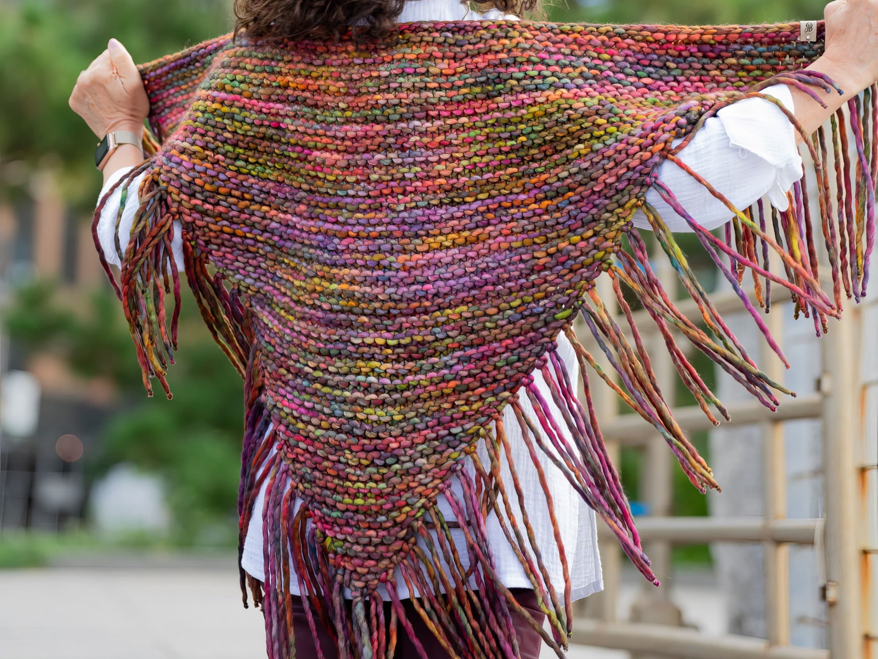 V-shaped Shawl With Fringe Diana Hand Knitted 100% - Etsy