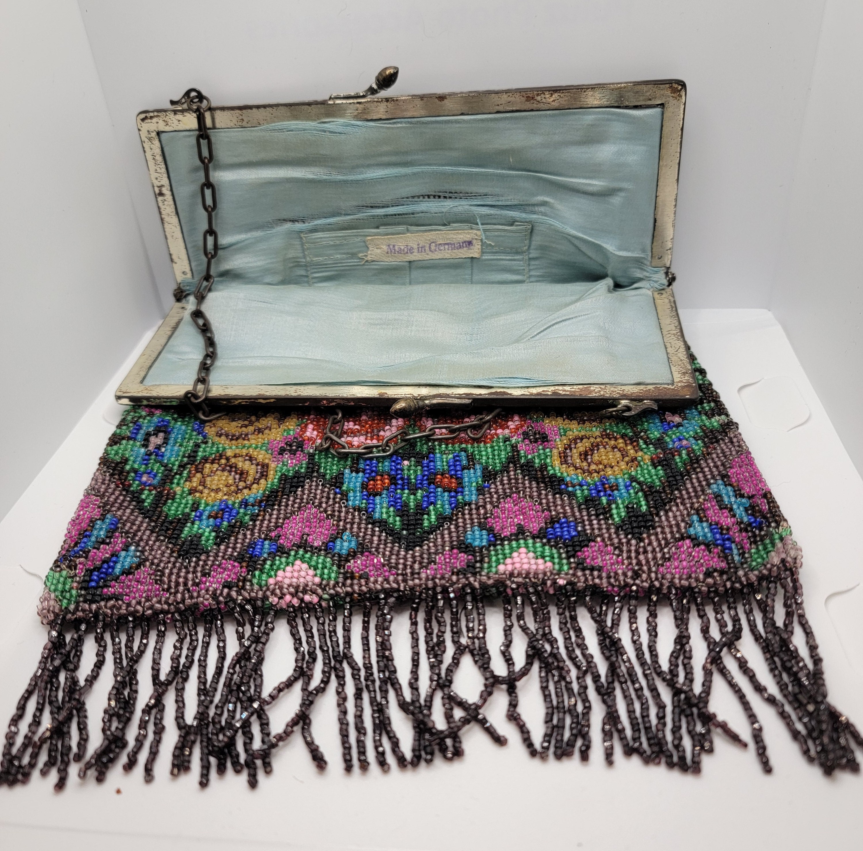 Antique 1910's-1920's Beaded Evening Bag With Fringe Detail - Etsy