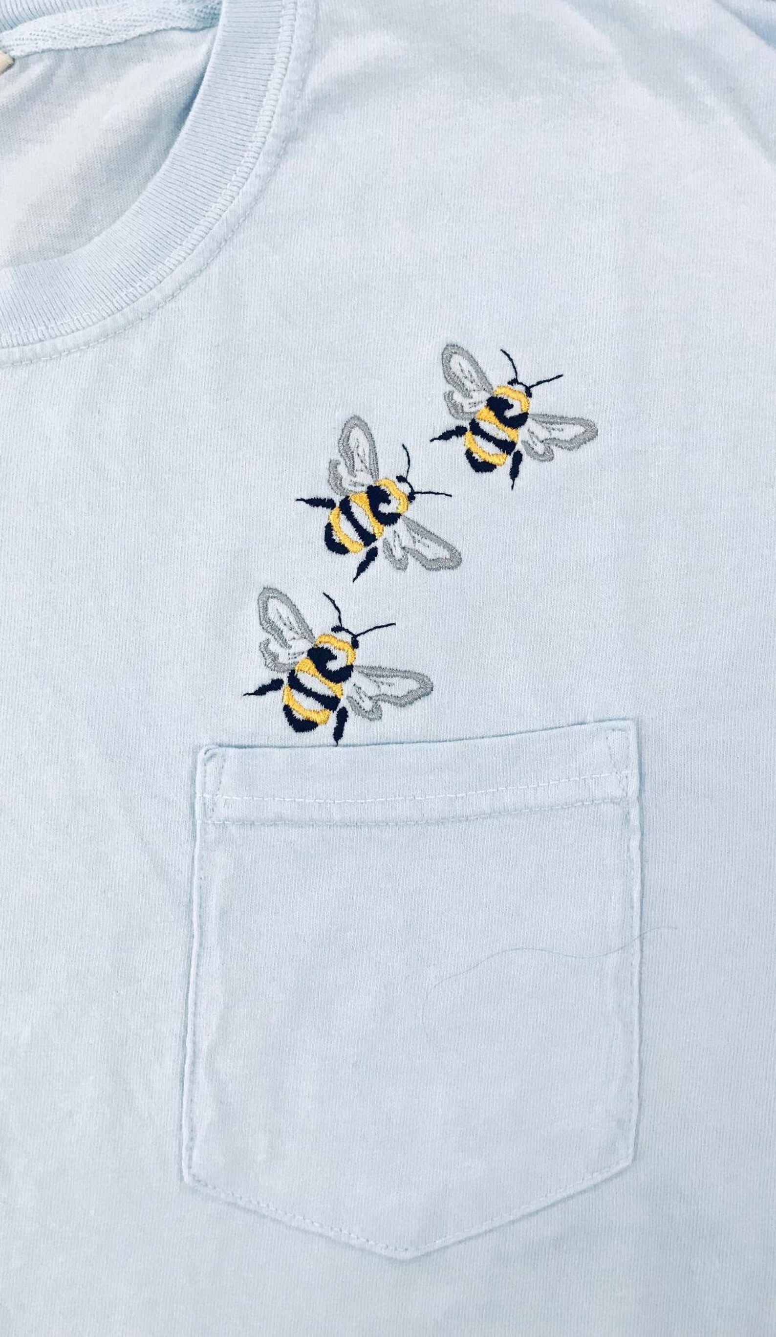 Bumble Bee Embroidered Pocket T-shirt, SHORT Sleeve Comfort Colors, - Etsy