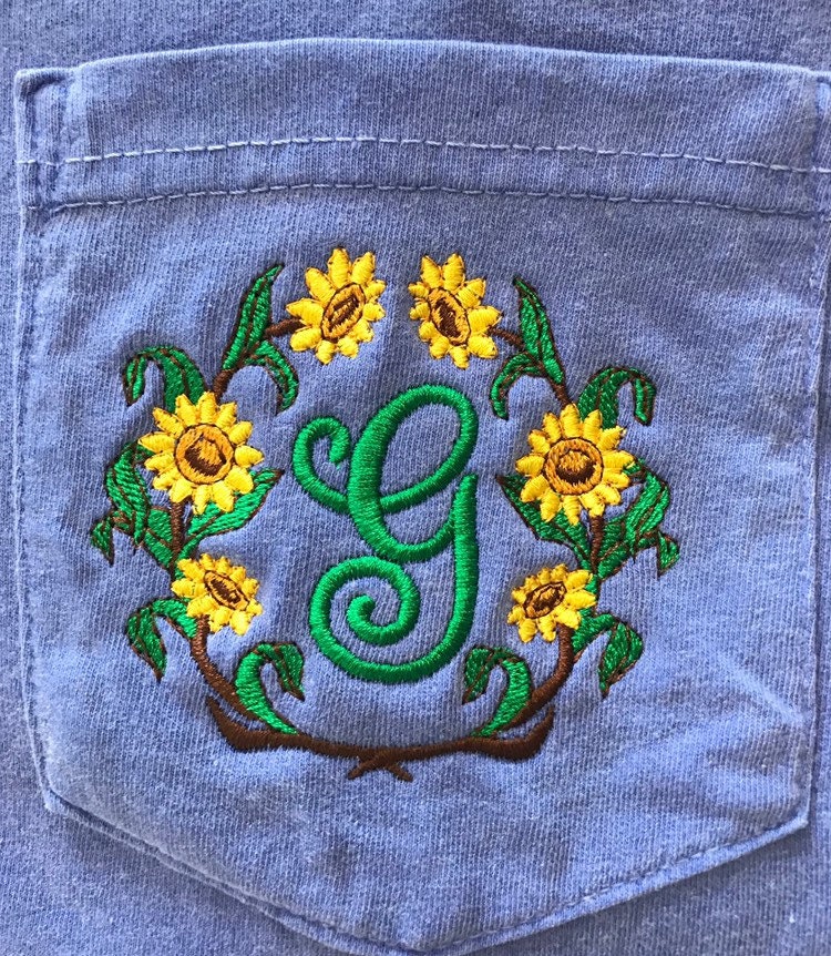 Sunflower Monogram Shirt, Daisy Monogram, Flower Monogrammed Tee, SHORT ...