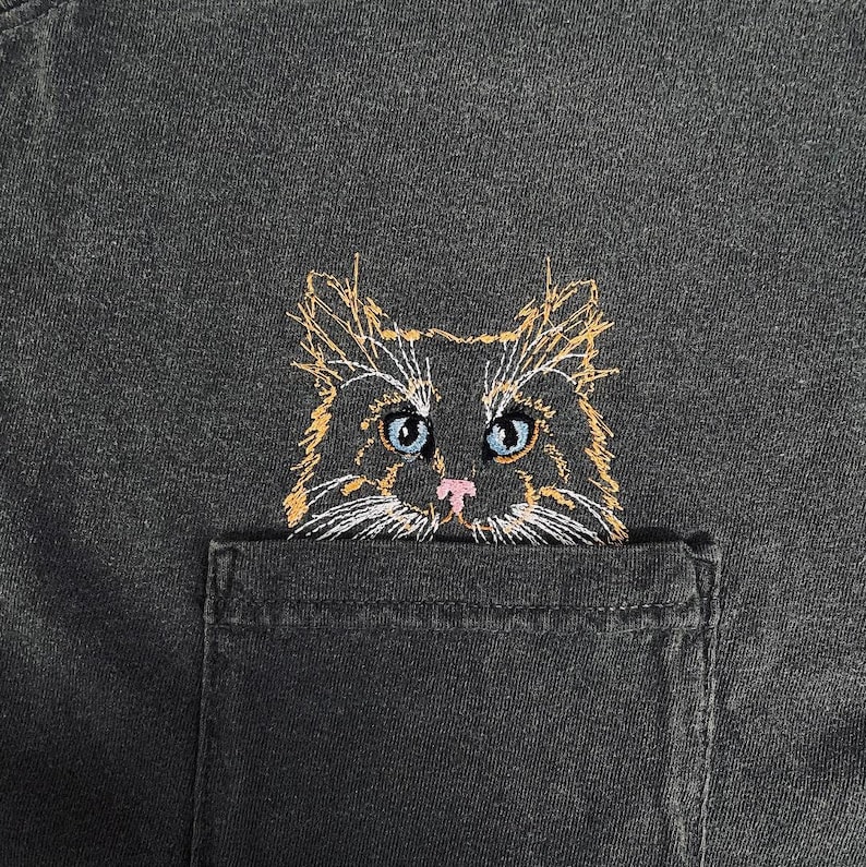 Peek-a-boo Cat Pocket Shirt, Kitty Tee, Cat Face Unisex SHORT Sleeve ...