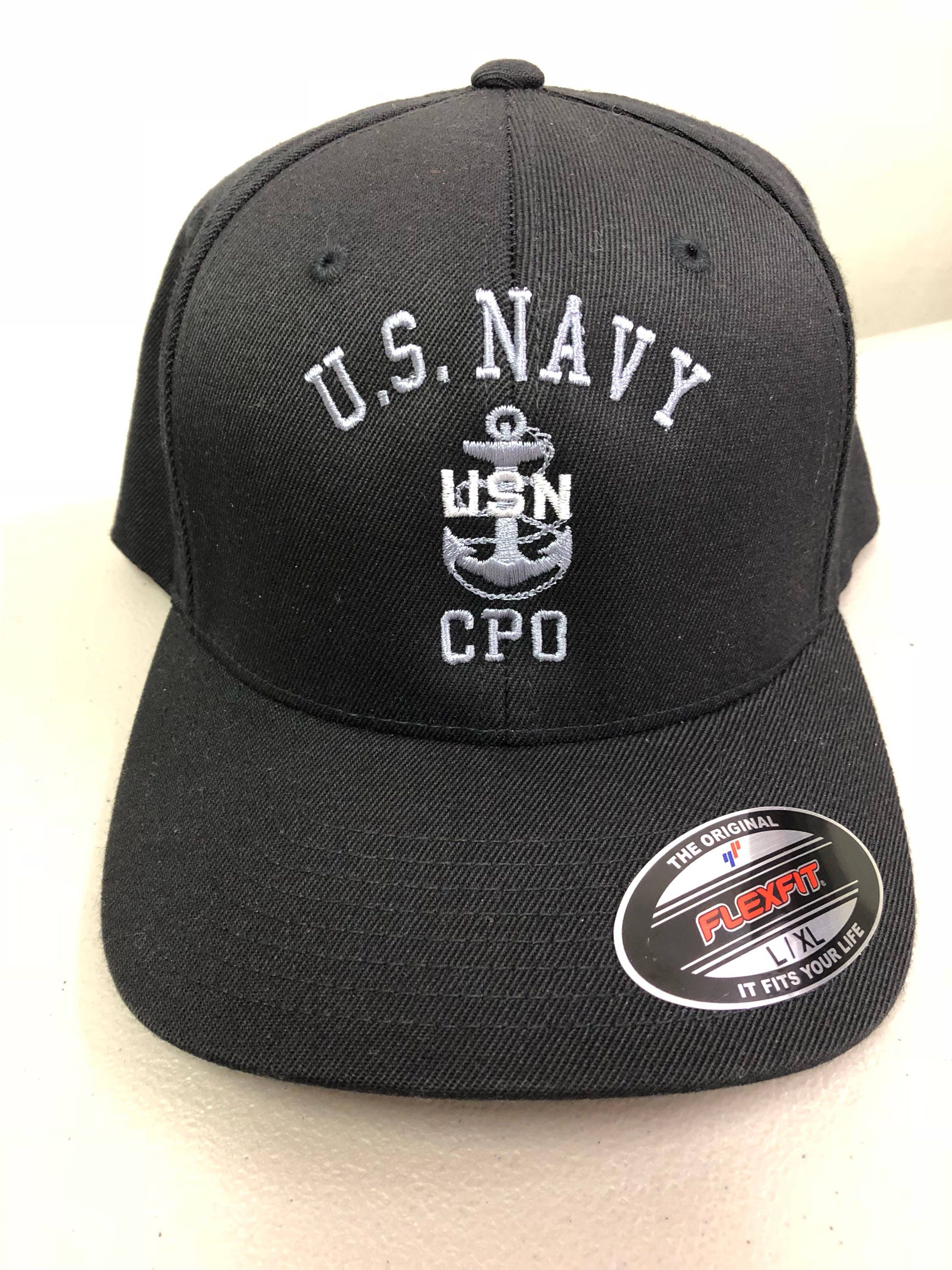Chief Hat MONOCHROME, CPO Hat, Chief Petty Officer Hat, Silver Anchor ...