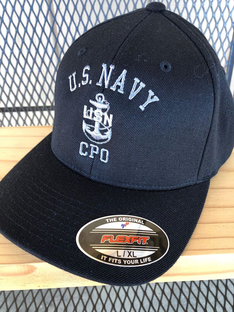 Chief Hat MONOCHROME, CPO Hat, Chief Petty Officer Hat, Silver Anchor ...