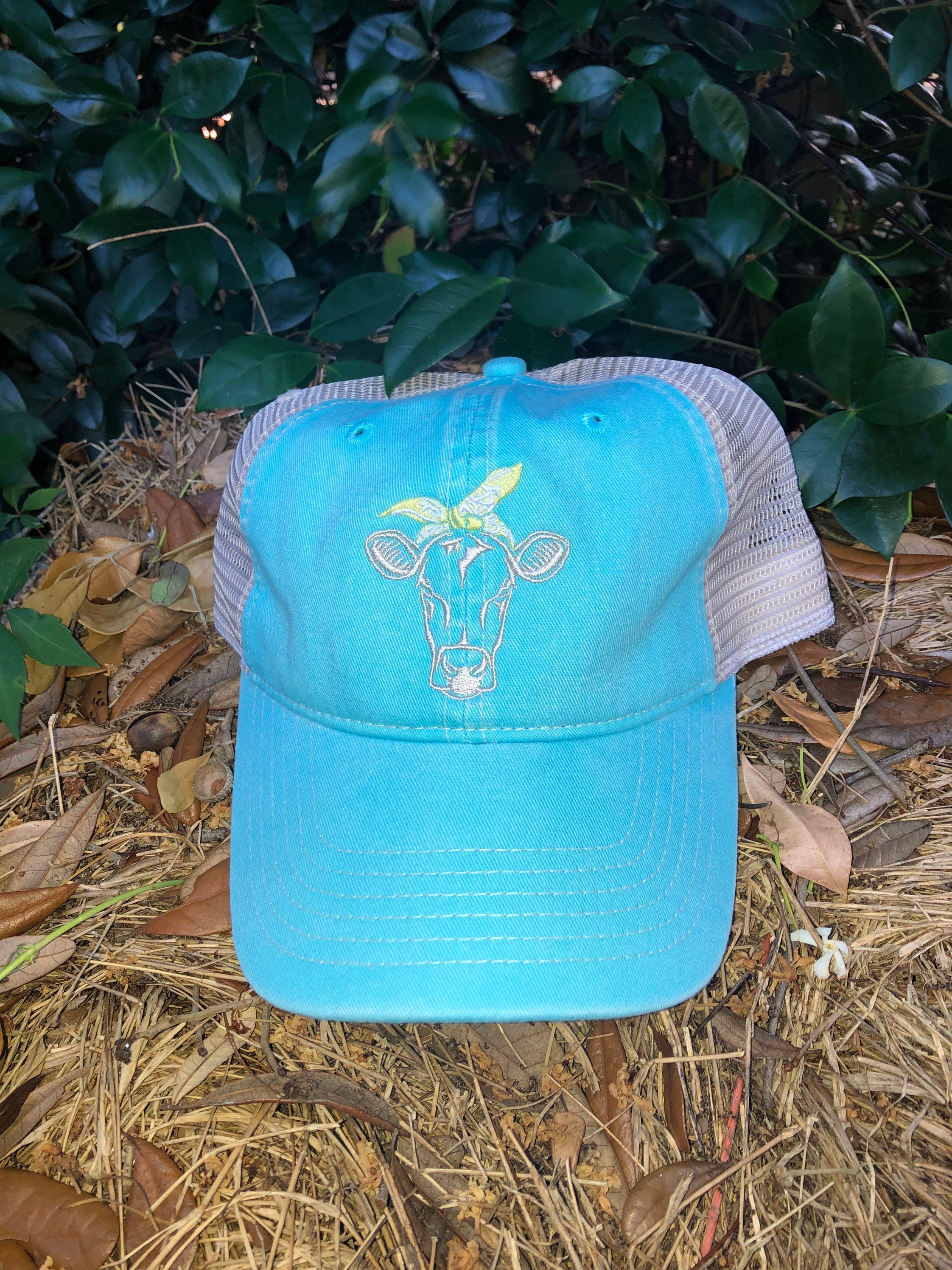 Cow Bandana Hat Heifer hat Farm Bovine Girl Denim Trucker | Etsy