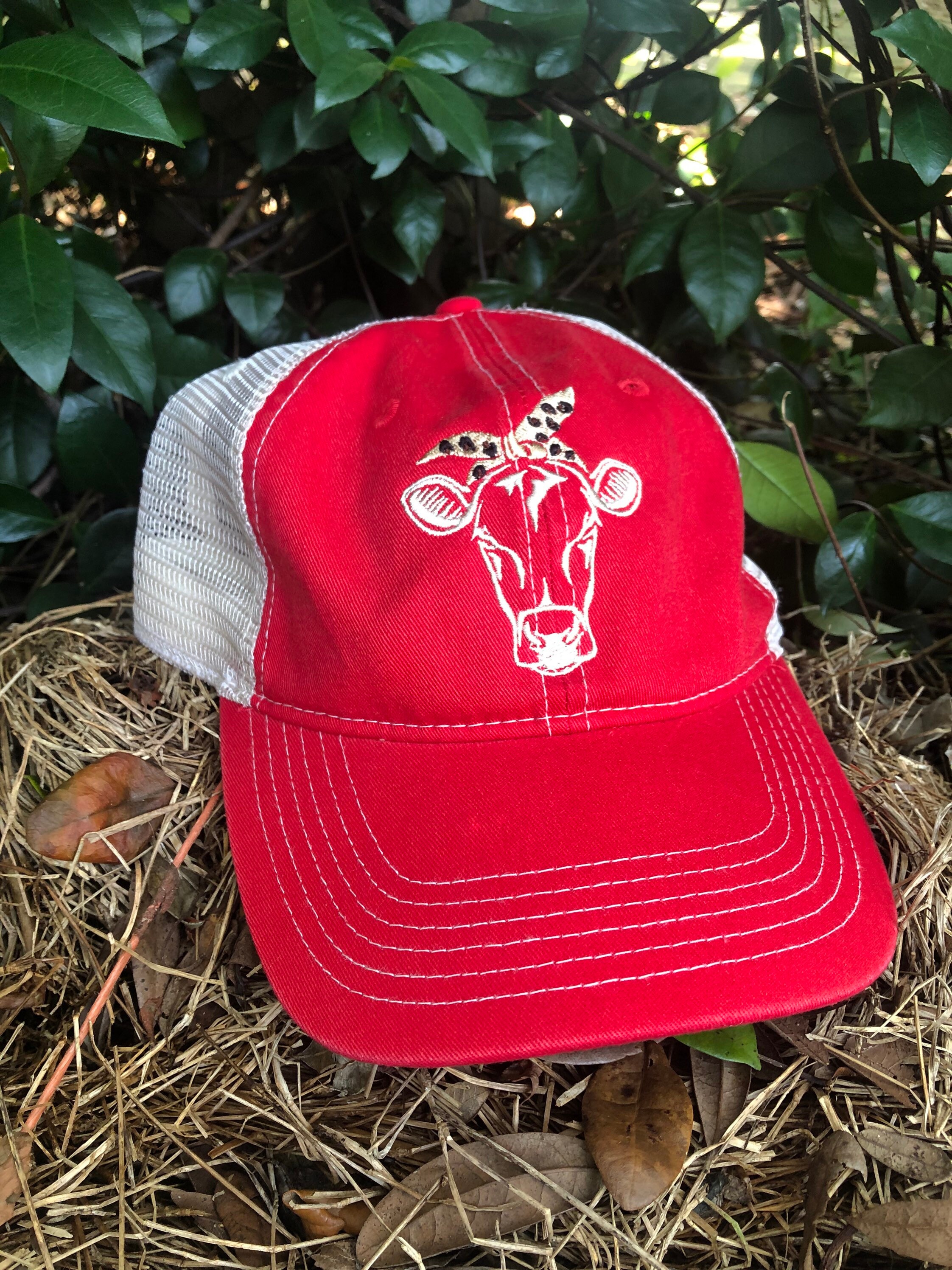 Cow Head Leopard Bandana Hat Heifer hat Denim Trucker Hat | Etsy