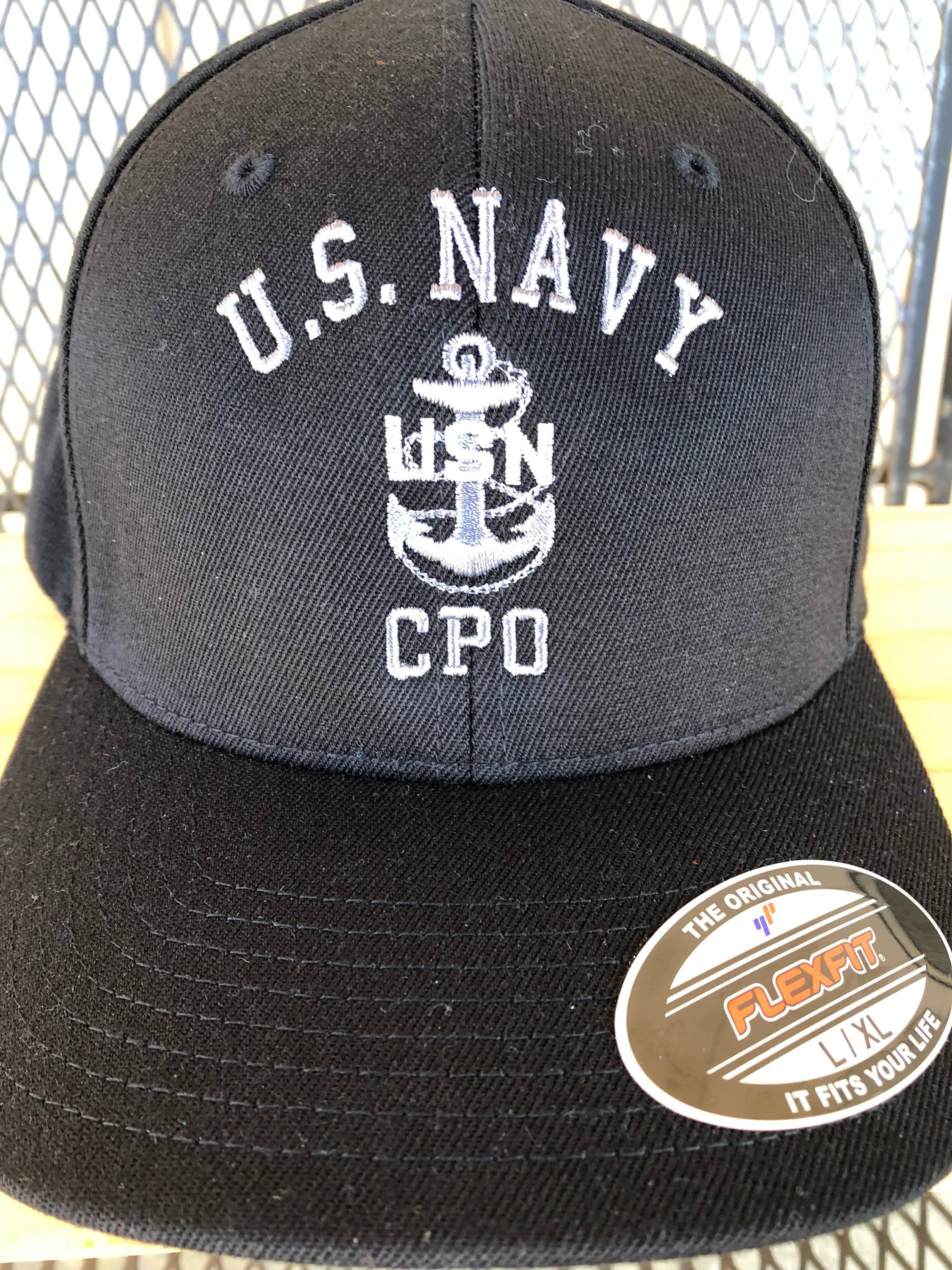 Chief Hat MONOCHROME, CPO Hat, Chief Petty Officer Hat, Silver Anchor ...