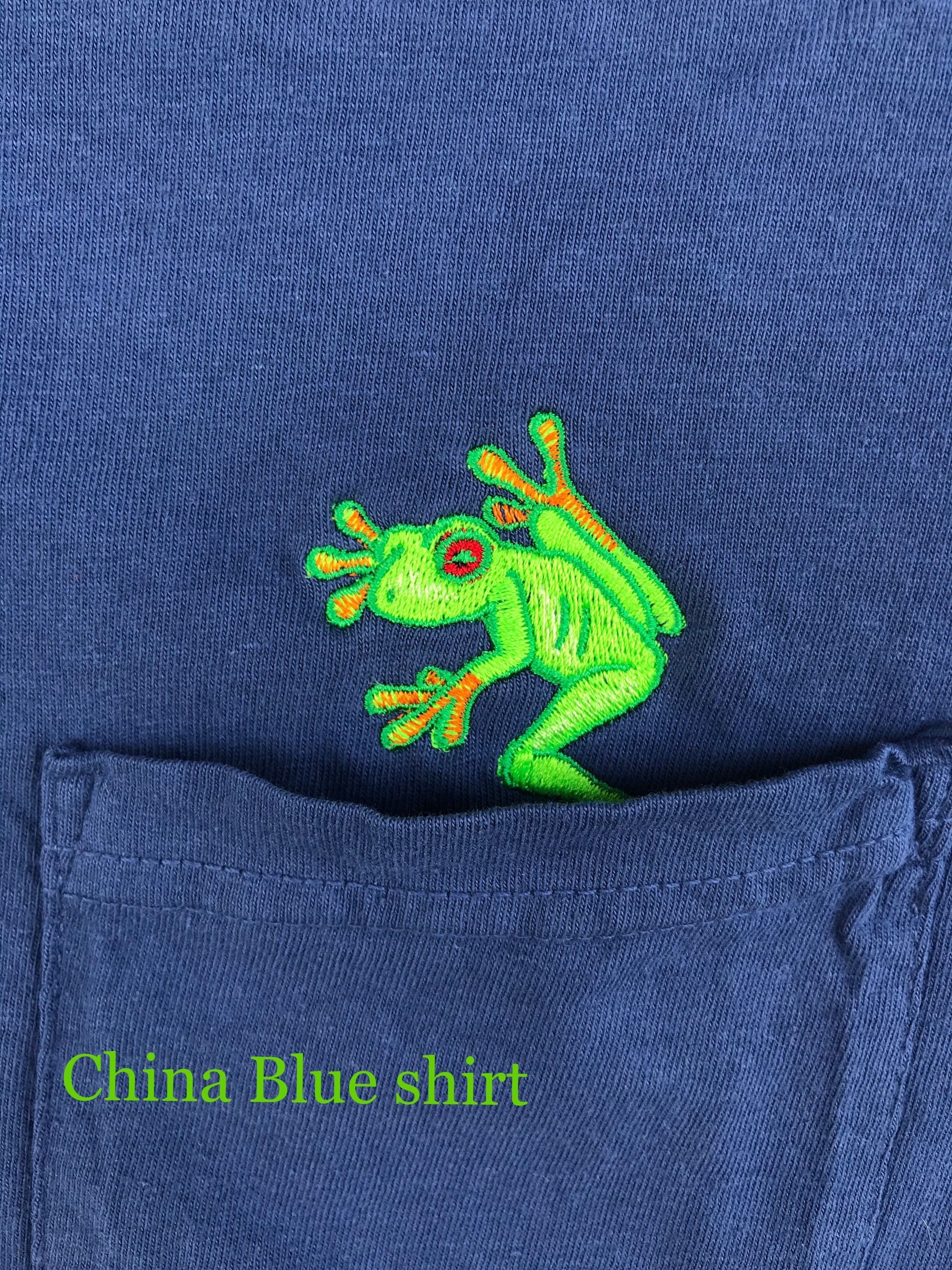 Tree Frog Shirt Embroidered Frog Shirt Peek-a-boo Pocket | Etsy