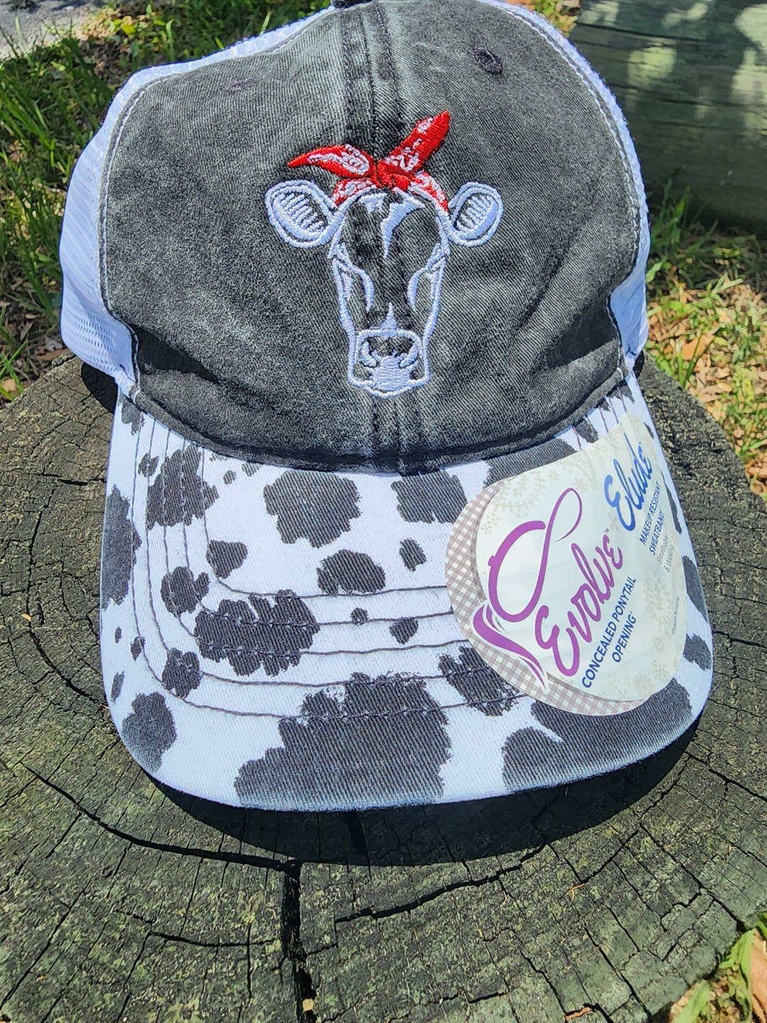 Cow Bandana Hat, Heifer Hat, Farm, Bovine Girl, Denim Trucker Hat ...