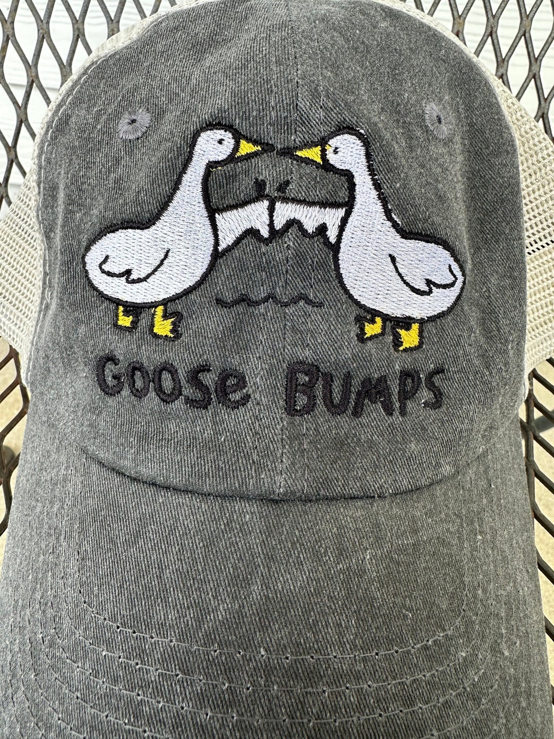 Goose Fist Bump Hat, Farm, Goose, Denim Trucker Hat, Country Comfort ...