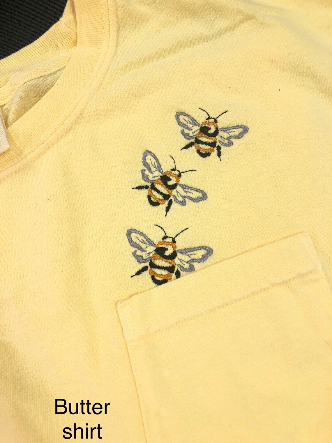 Bumble Bee Embroidered Pocket T-shirt, SHORT Sleeve Comfort Colors, - Etsy